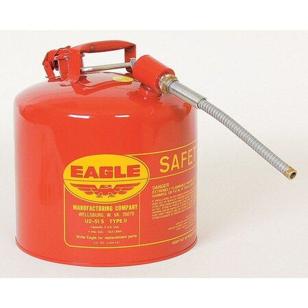 Eagle Gas Can, 5 gal., Red, Galvanized Steel U251SX5 | Zoro.com