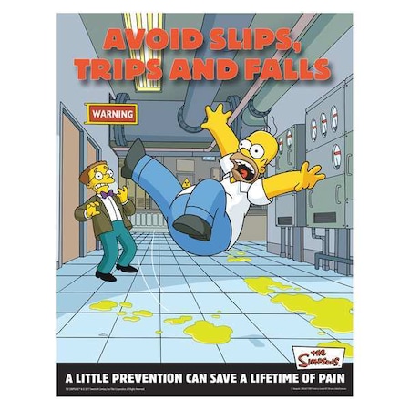 Safetyposter.Com Simpsons Safety Poster, Avoid Slips, ENG S1106 | Zoro.com