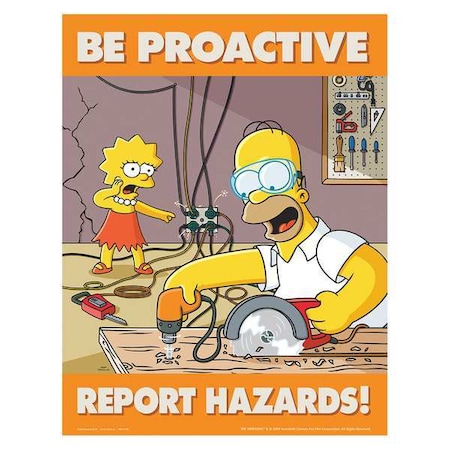 Safetyposter.Com Simpsons Safety Poster, Be Proactive, ENG S1130 | Zoro.com