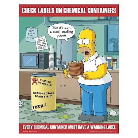 Safetyposter.Com Simpsons Safety Poster, Check Labels, ENG S1107 | Zoro.com