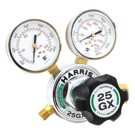 Harris Regulator, Cylinder, Oxygen, CGA-540 25GX-145 | Zoro.com