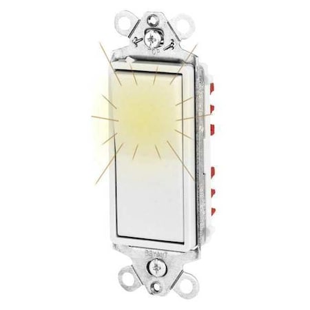 Bryant Illuminated Wall Switch, White, 3-Way Type 9903GLW | Zoro.com