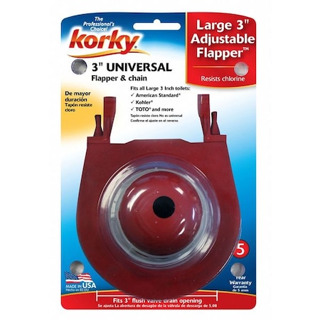 Korky Korky Three Inch Adjustable Flapper 3060BP | Zoro.com