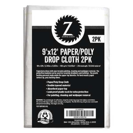 Zoro Paper/Poly Dropcloth 9ft.x12ft. G7495839 | Zoro.com