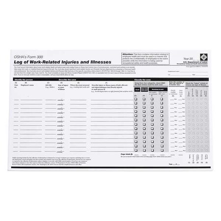 Brady Forms, OSHA 300 Log OR300E | Zoro.com