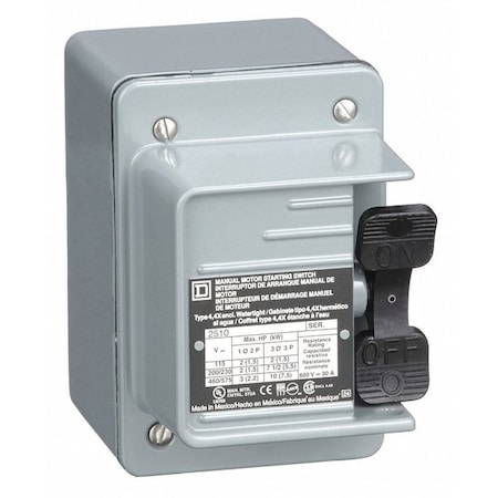 Square D Manual Motor Switch, NEMA, 30A, 600VAC, 3P 2510KW2 | Zoro.com